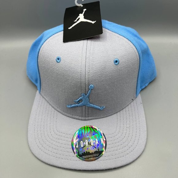 Jordan | Accessories | Air Jordan Hat Men Gray Blue Jumpman Snap Back ...